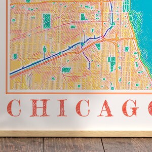 Watercolour Chicago Map Poster of Illinois Chicago Colour Painting Map ...