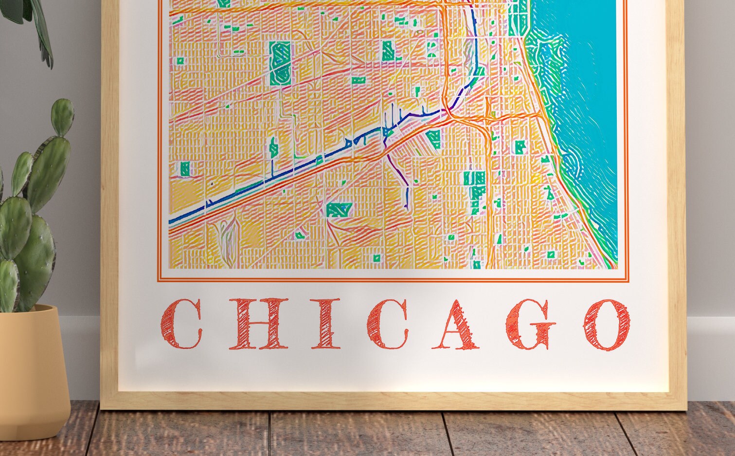 Watercolour Chicago Map Poster of Illinois Chicago Colour Painting Map ...