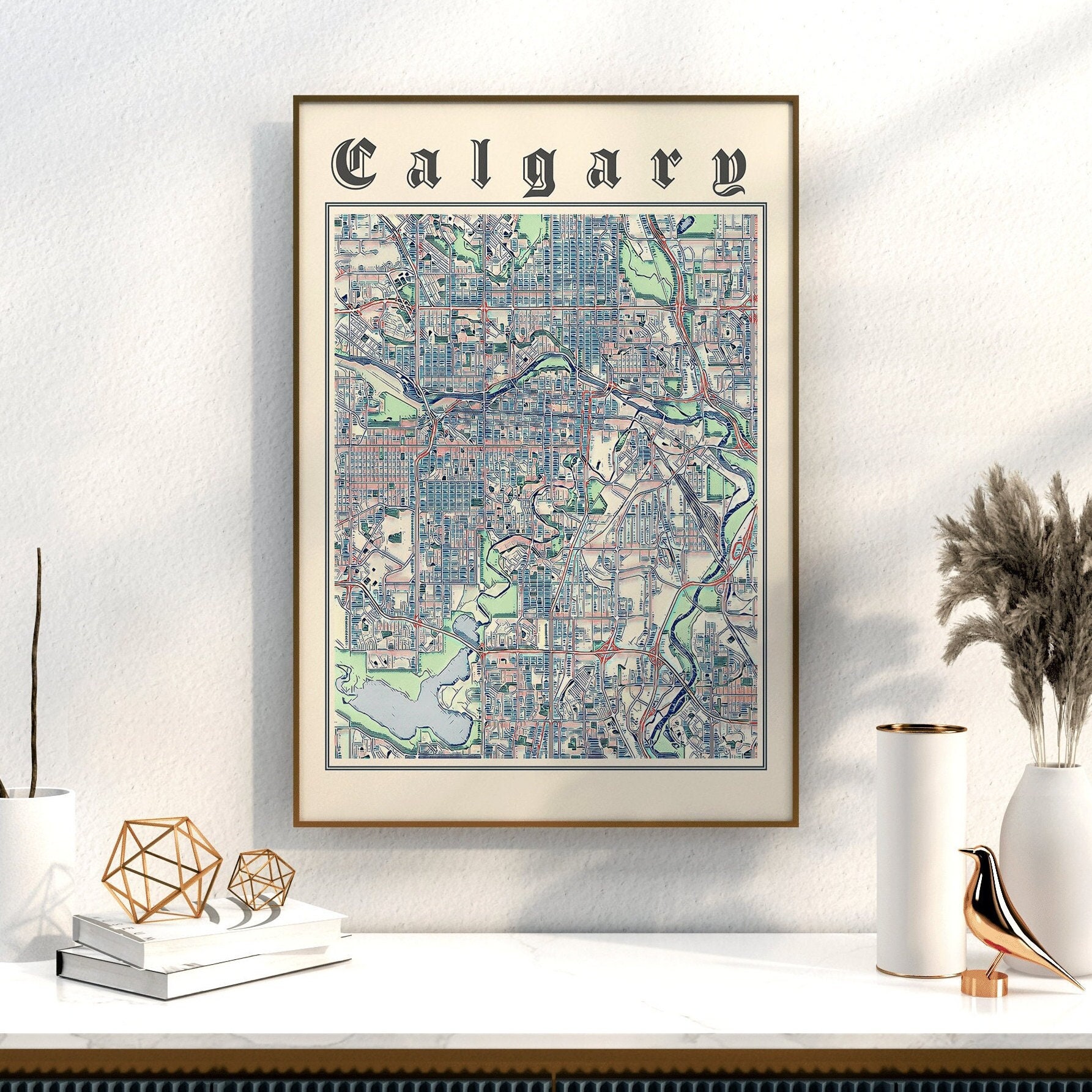Cartel del mapa de Calgary mapa clásico de Calgary impresión - Etsy México