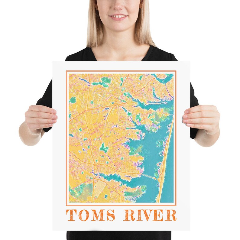 Watercolor Toms River NJ Map Art Print: New Jersey Home Decor - Etsy
