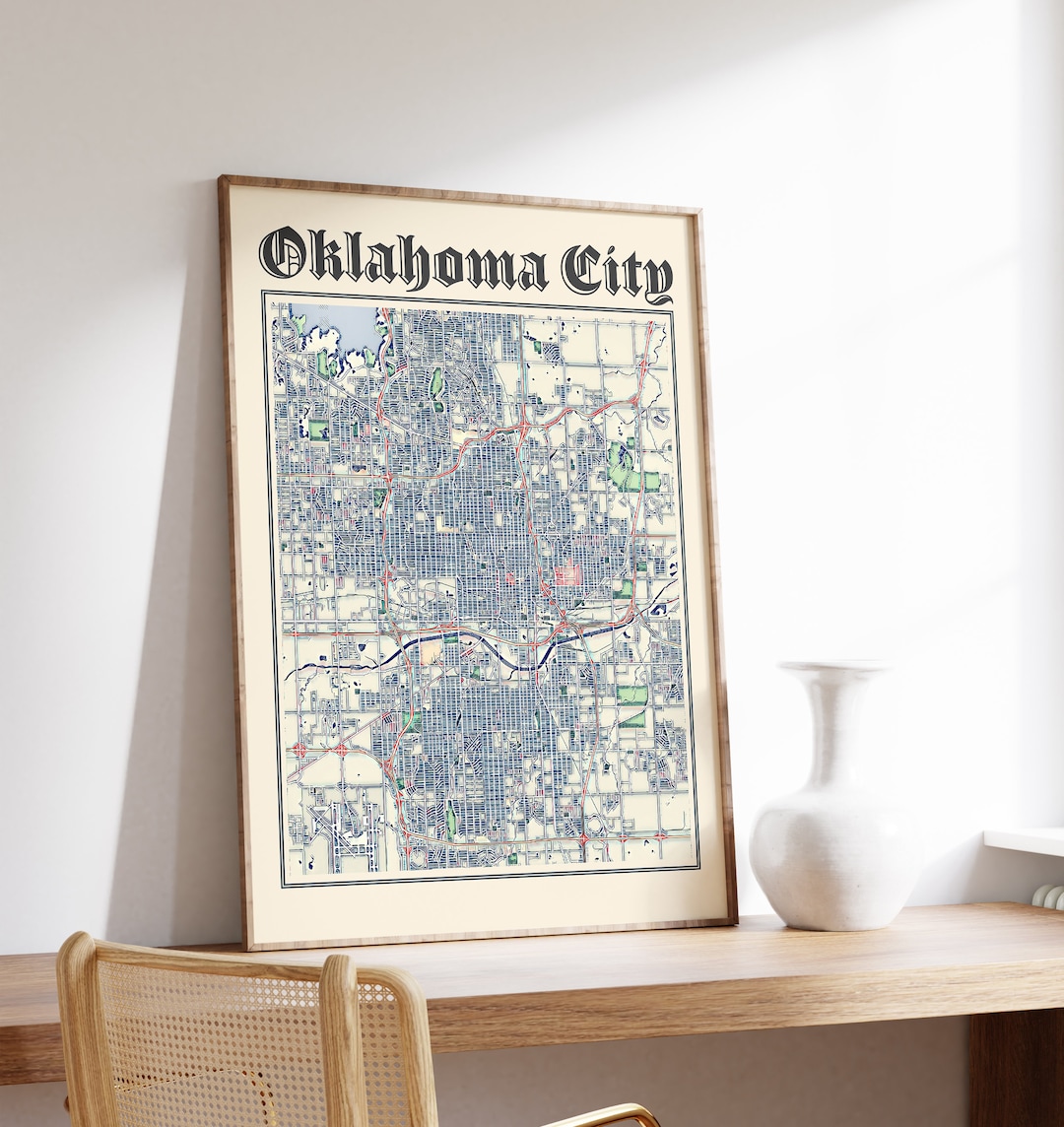 Oklahoma City Map Print, Classic Map of Oklahoma City, Oklahoma City ...