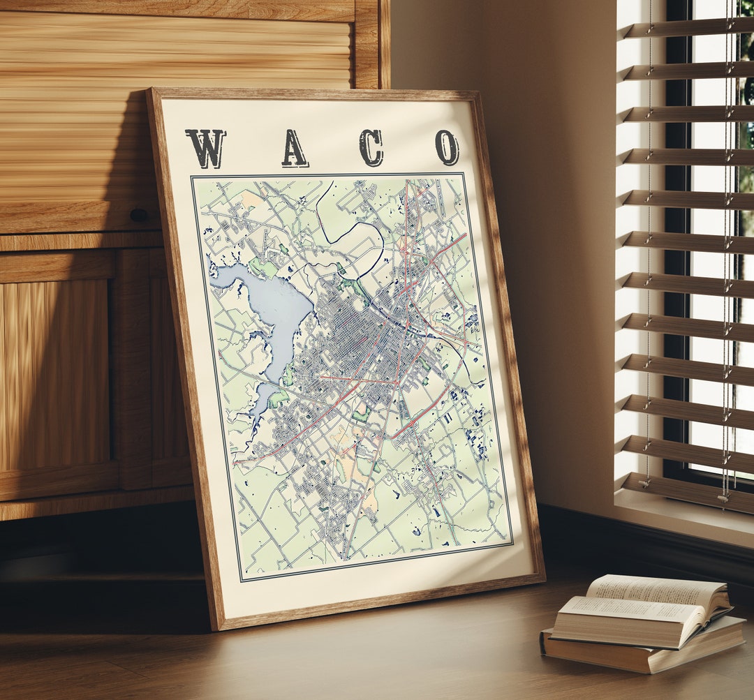 Antique Waco Texas Map Art Print: Classic City Souvenir - Etsy