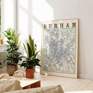 Antique Durham Map Poster of Durham North Carolina Classic Map of ...