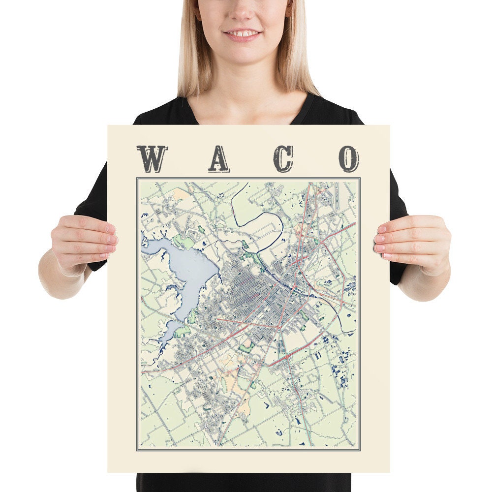 Antique Waco Texas Map Art Print: Classic City Souvenir - Etsy