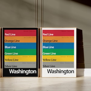 Washington Metro Poster | DC WMATA Metro Wall Art | WMATA Line Print ...