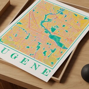Watercolor Eugene Map Print of Eugene Oregon Painting Map of Eugene ...