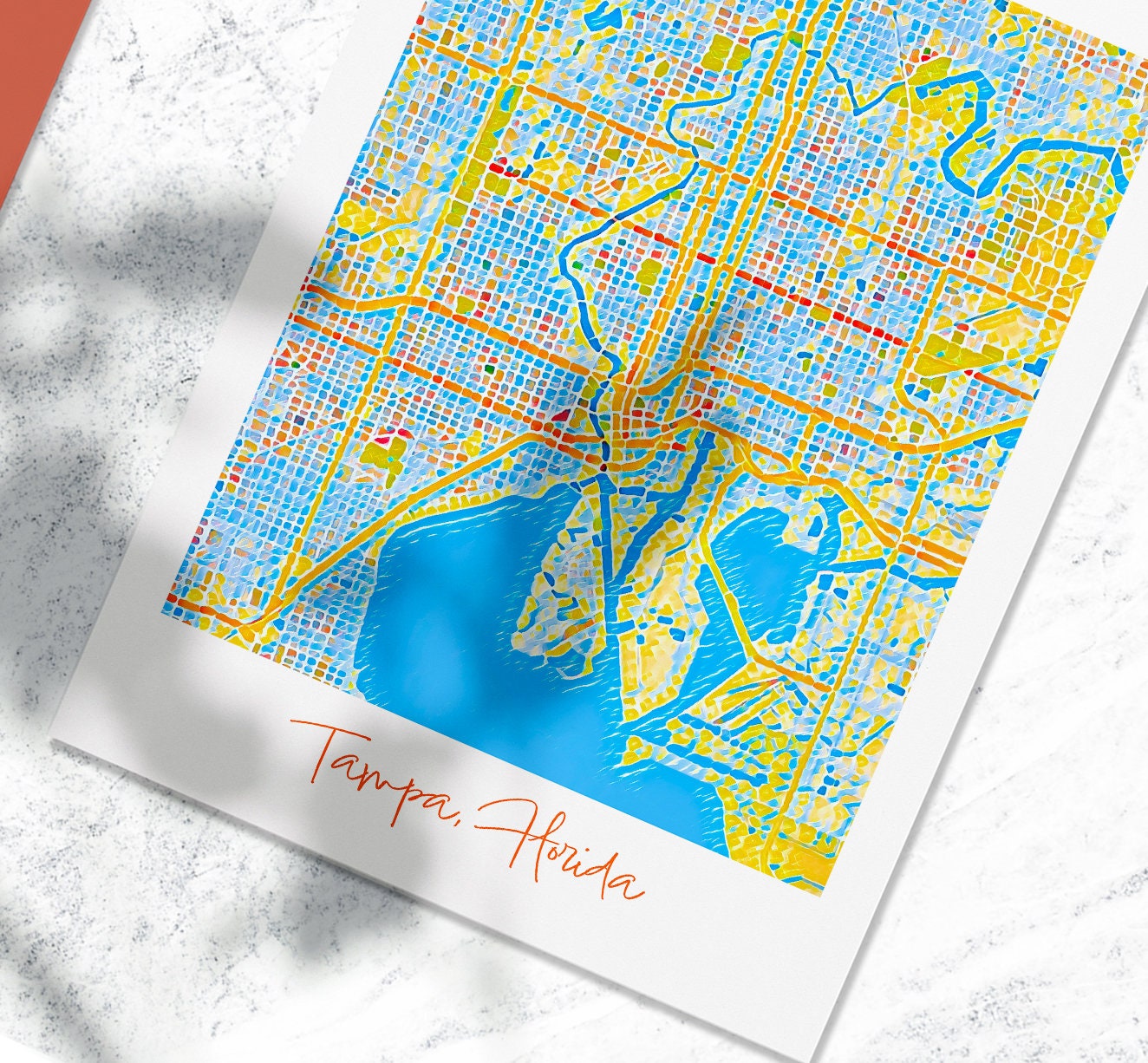 Watercolour Tampa Map Poster of Tampa Colour Painting Map of - Etsy
