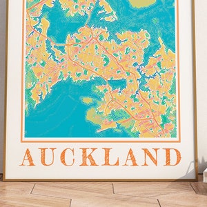 Watercolor Auckland Map Poster of Auckland New Zealand Map of Auckland ...