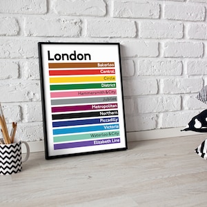 Minimal London Underground Poster, Elizabeth Line Wall Art, London Tube Print Gift - Etsy