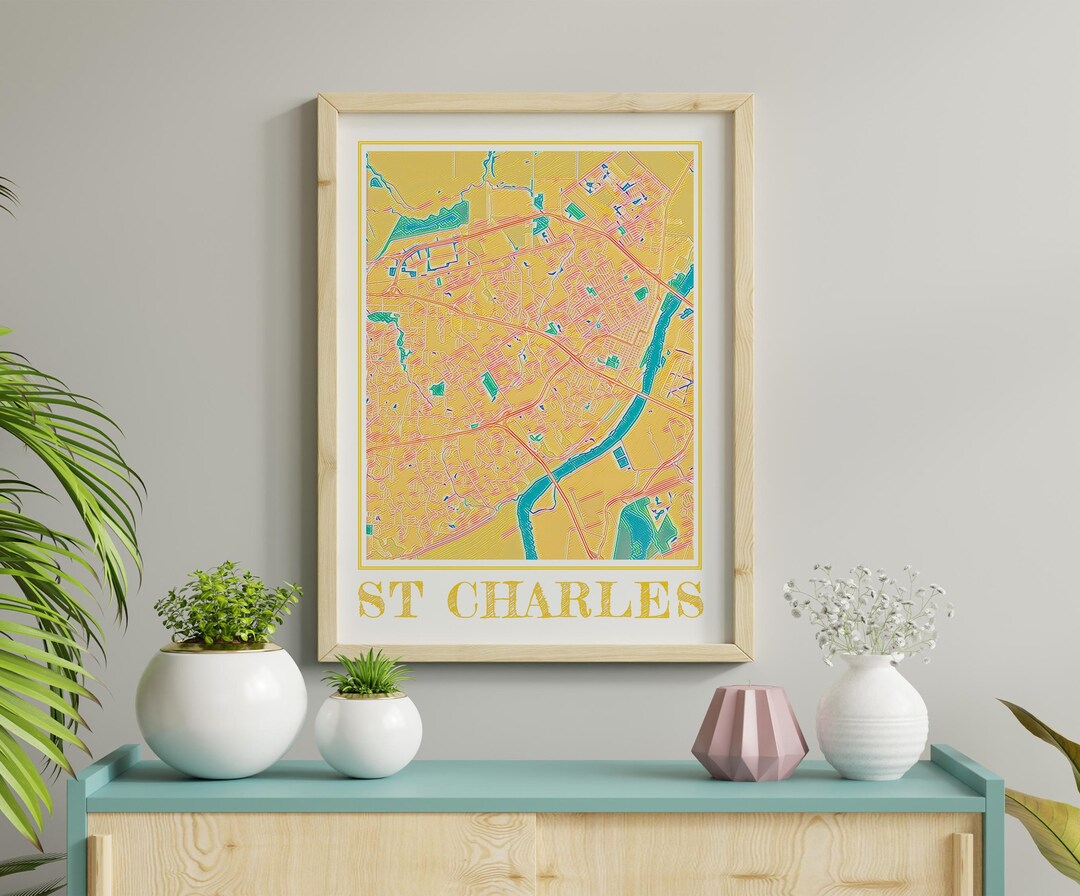 Watercolor St Charles Missouri Map Poster of St Charles Map of St ...