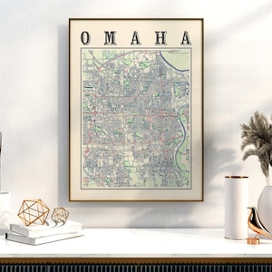 Antique Omaha Map Poster of Omaha Nebraska Wall Art of Omaha NE Print ...