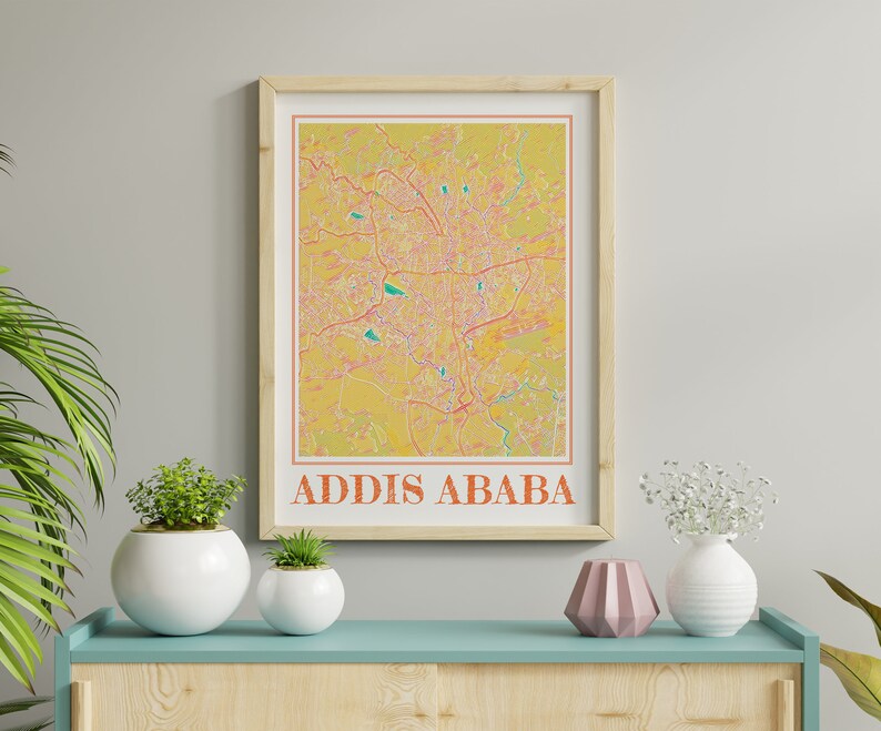 Watercolor Addis Ababa Map Art Print: Ethiopia Home Decor - Etsy