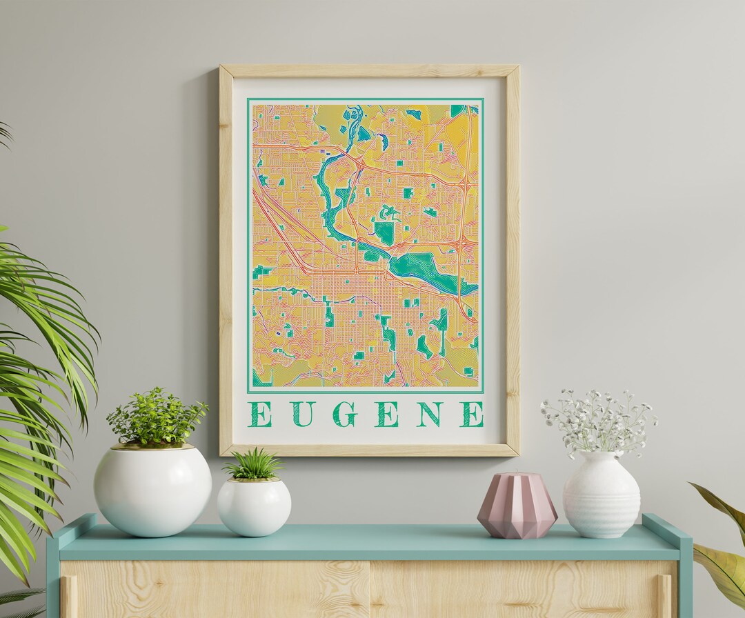 Watercolor Eugene Map Print of Eugene Oregon Painting Map of Eugene ...