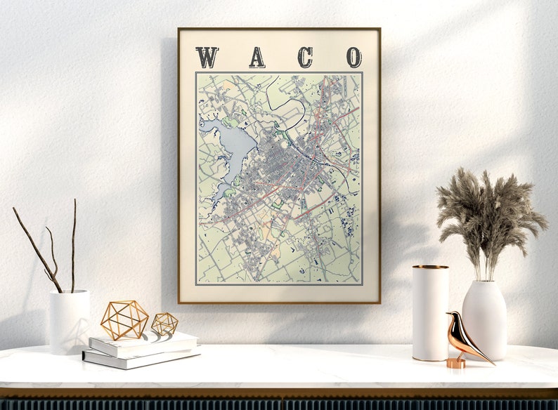 Antique Waco Texas Map Art Print: Classic City Souvenir - Etsy