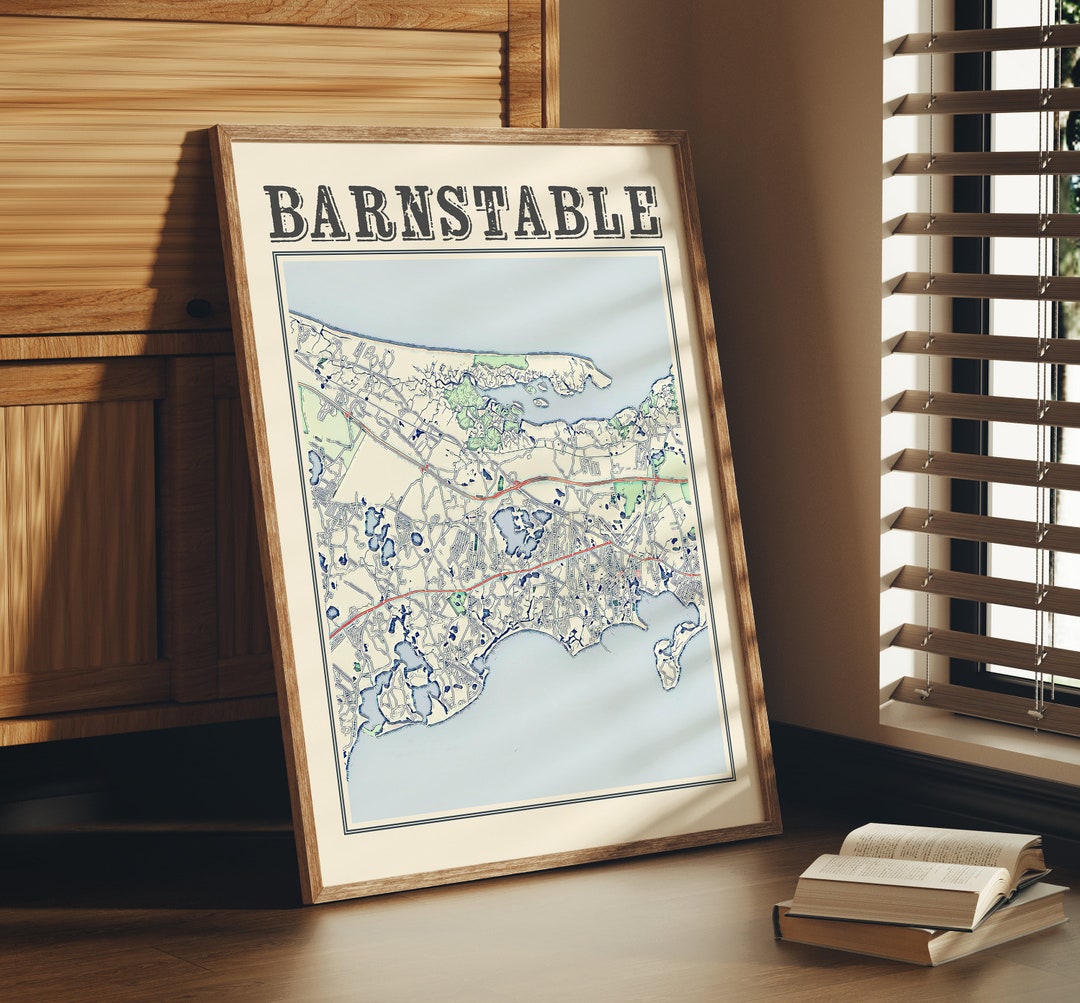 Antique Barnstable Map Poster of Barnstable Massachusetts Wall Art of ...