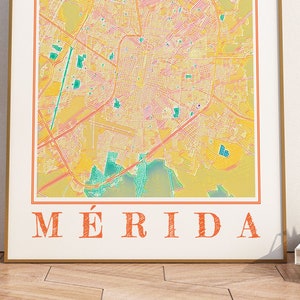 Watercolor Merida Mexico Map Poster of Merida Map of Merida Wall Art of ...