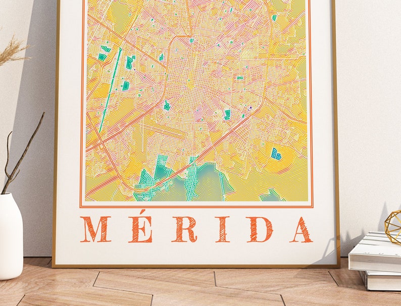 Watercolor Merida Mexico Map Print: Yucatan Home Decor - Etsy