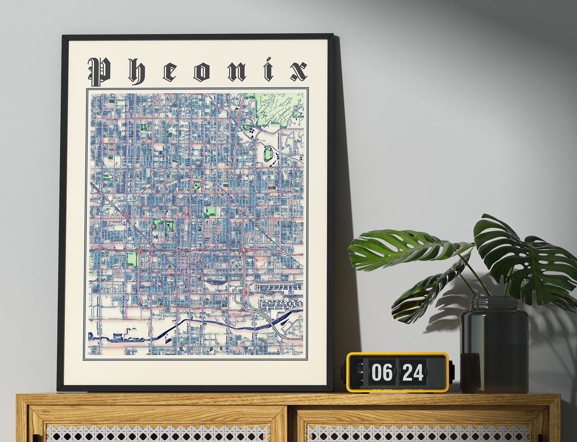 Phoenix Map Print Classic Map of Phoenix Phoenix Poster - Etsy