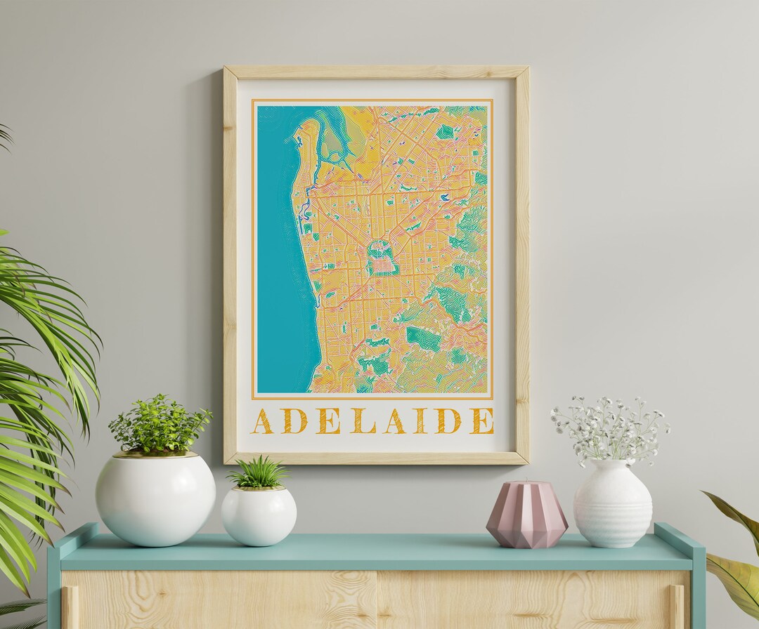 Watercolor Adelaide Map Poster of Adelaide Australia Map of Adelaide Wall Art of Adelaide Gift ...
