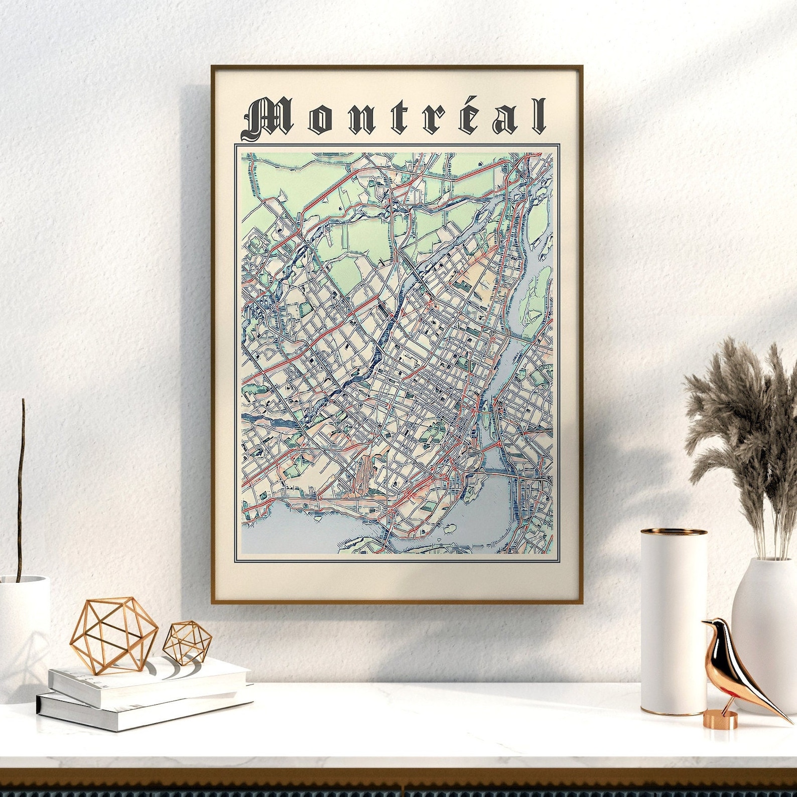 Montreal Map Poster, Classic Map of Montreal, Vintage Montreal Quebec ...
