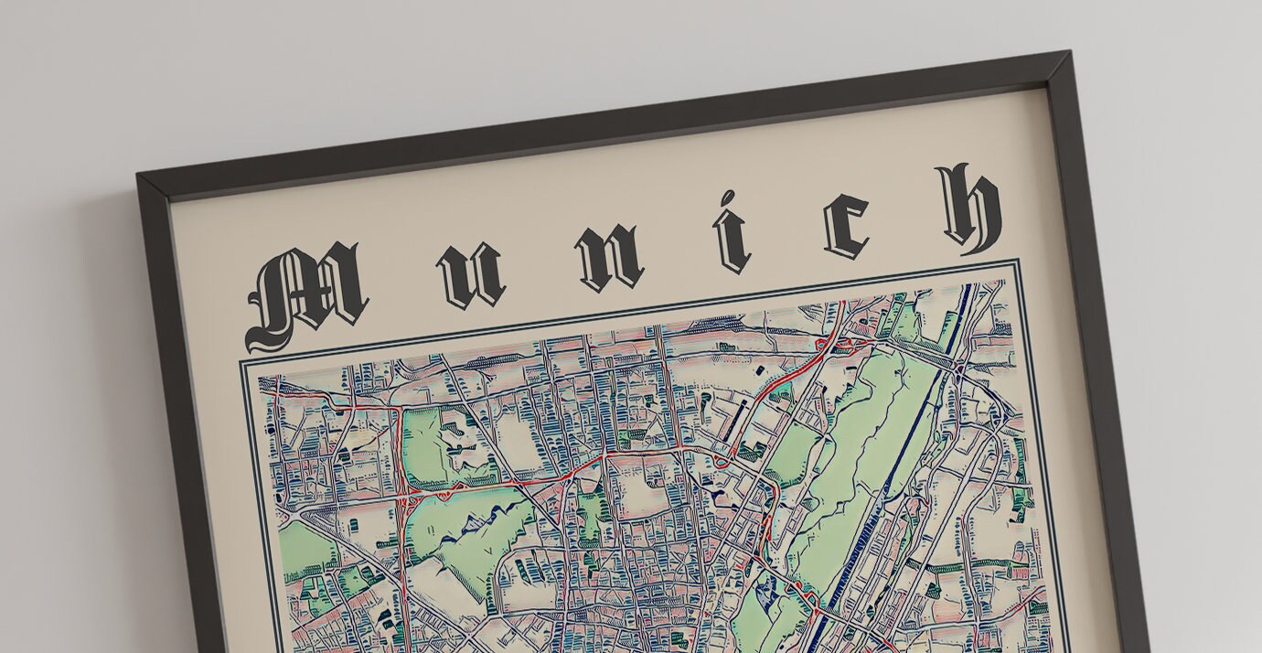 Munich Map Print Classic Map of Munich Munich Poster Munich - Etsy