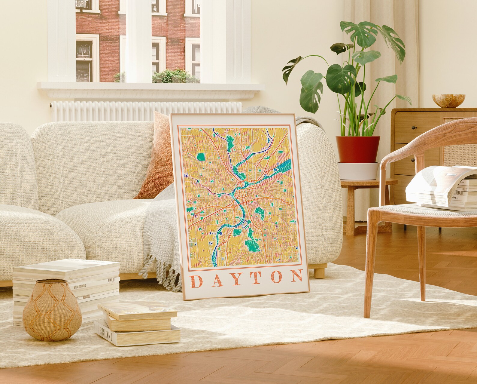Watercolor Dayton Map Poster of Dayton Wall Art of Ohio Map of Dayton ...