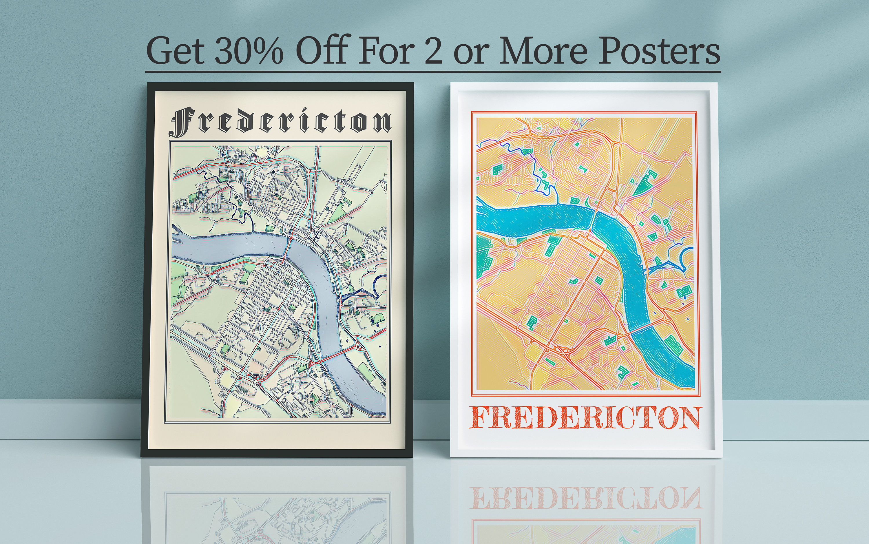 Fredericton Map Poster Classic Map of Fredericton - Etsy