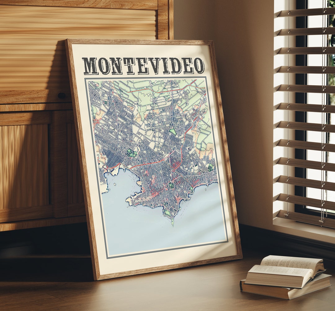 Antique Montevideo Map Poster of Montevideo Uruguay Classic Map of ...