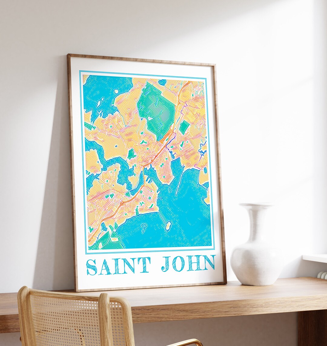 Saint John Map Poster Watercolor Painting Map of Saint John Print of ...