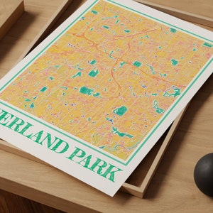 Watercolor Overland Park Map Poster of Overland Park Kansas Map of ...