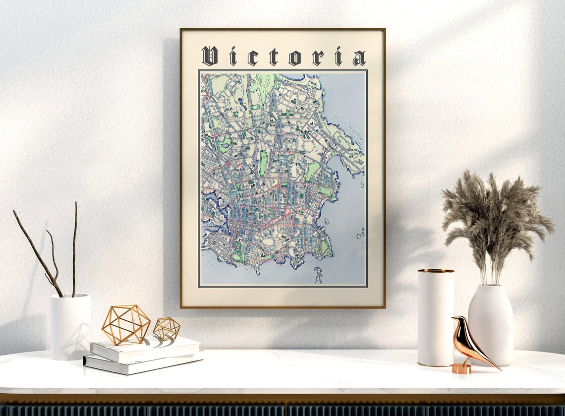 Victoria Map Poster, Classic Map of Victoria, Victoria British Colombia ...