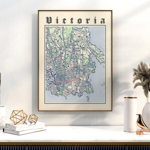 Victoria Map Poster, Classic Map of Victoria, Victoria British Colombia ...