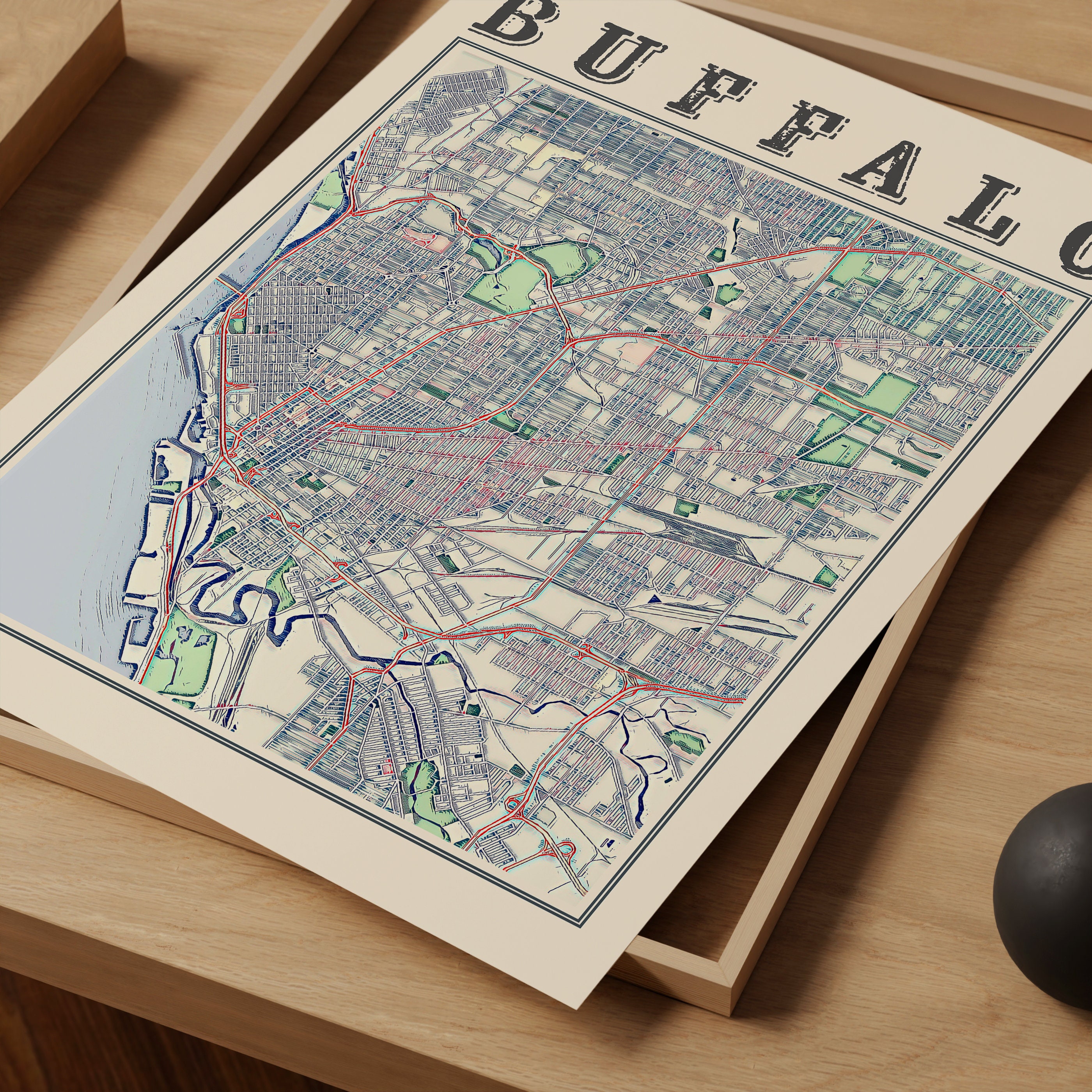 Antique Buffalo Map Poster of Buffalo New York Classic Map of - Etsy