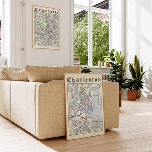 Classic Charleston Map Poster of Charleston South Carolina Print of ...