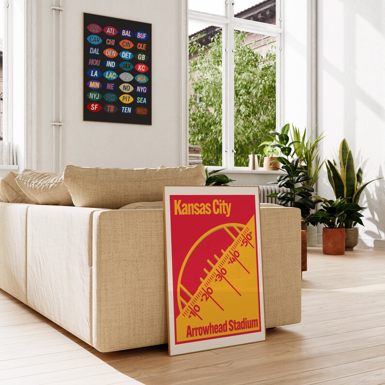 Kansas City Football Print Arrowhead Stadium Poster of Chiefs Fan Gift ...
