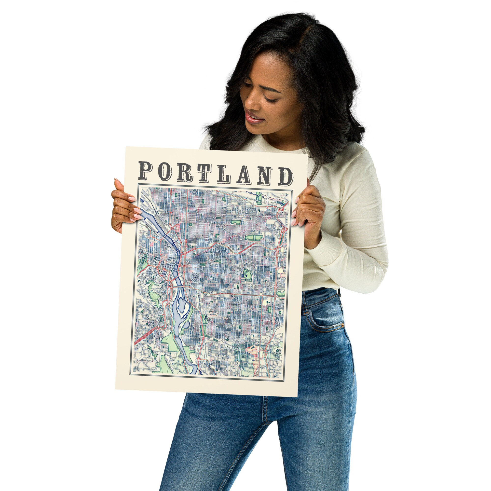 Antique Portland Map Poster of Portland Oregon Classic Map of - Etsy