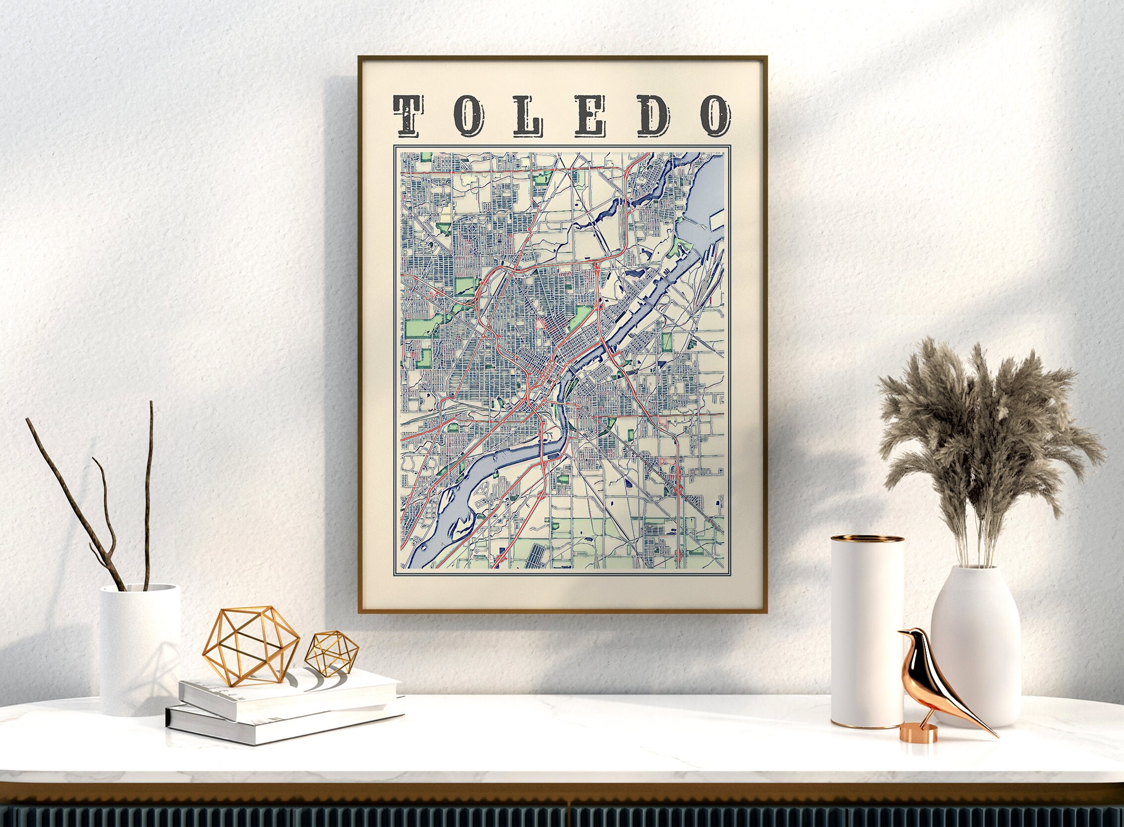 Antique Toledo Map Poster of Toledo Ohio Vintage Home Décor of - Etsy