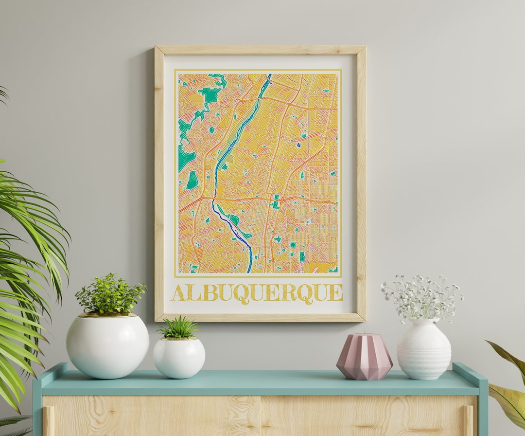 Watercolor Albuquerque Map Print of Albuquerque New Mexico Painting Map ...
