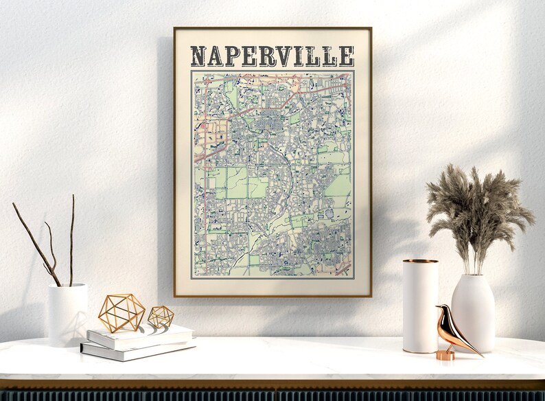 Antique Naperville Illinois Map Print: Vintage City Home Decor - Etsy