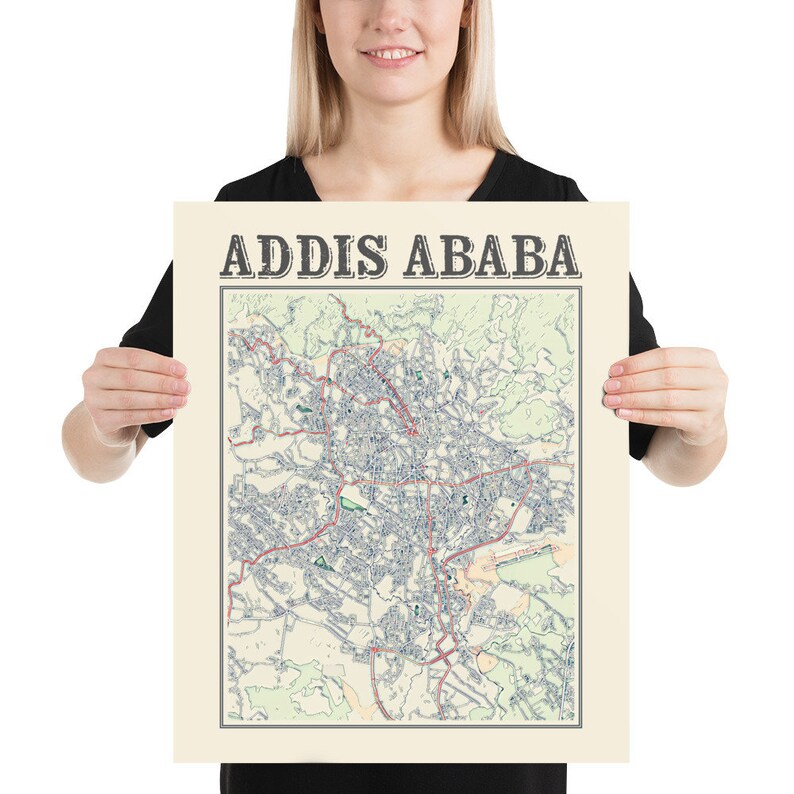 Antique Addis Ababa Map Art Print: Ethiopia City Souvenir - Etsy