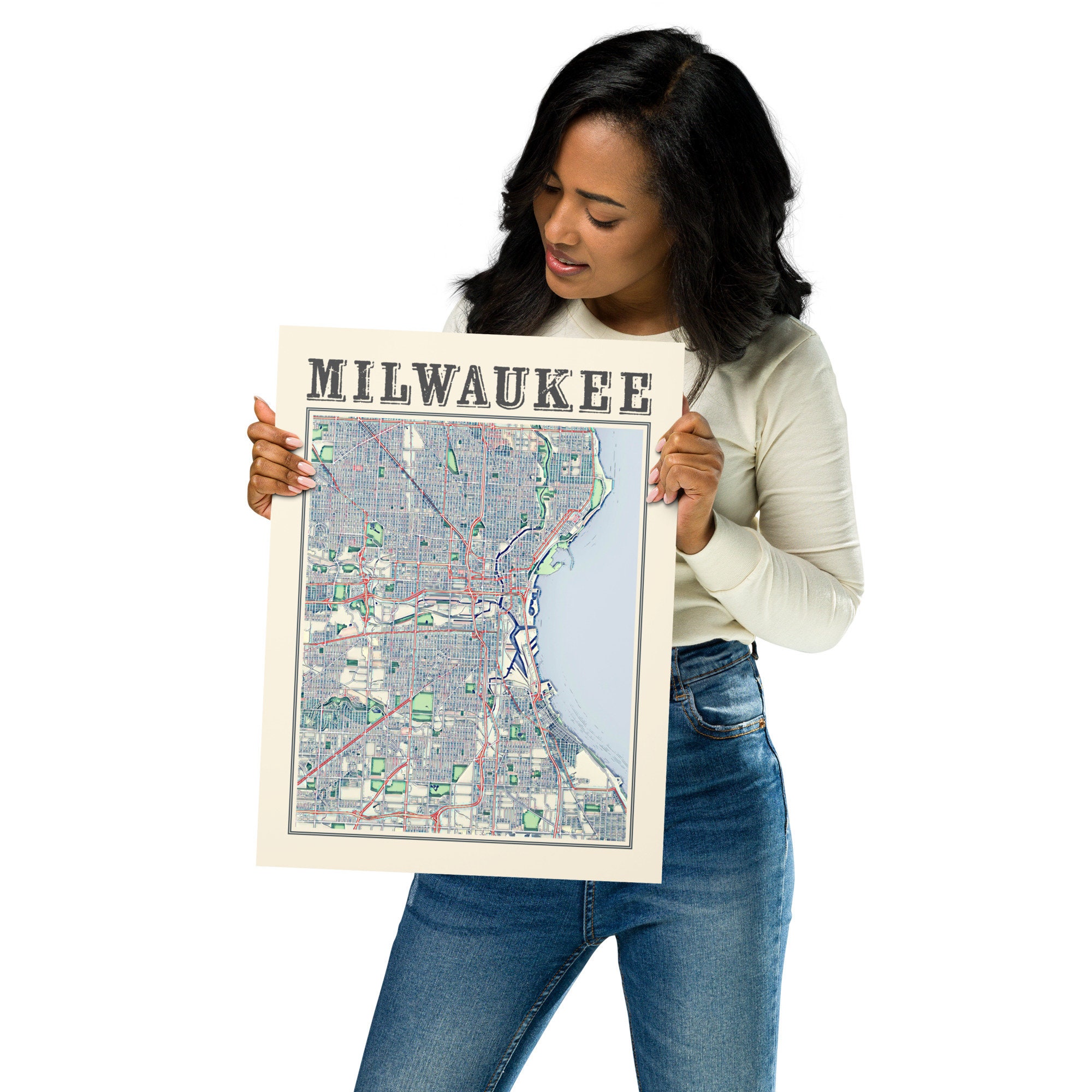Antique Milwaukee Map Poster of Milwaukee Wisconsin Classic - Etsy