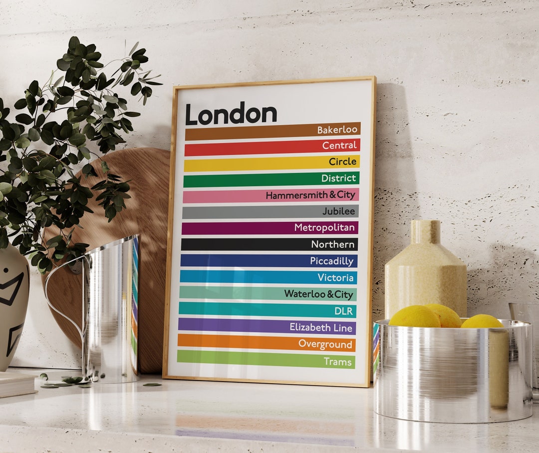 Minimal London Underground Print of London Elizabeth Line Overground ...