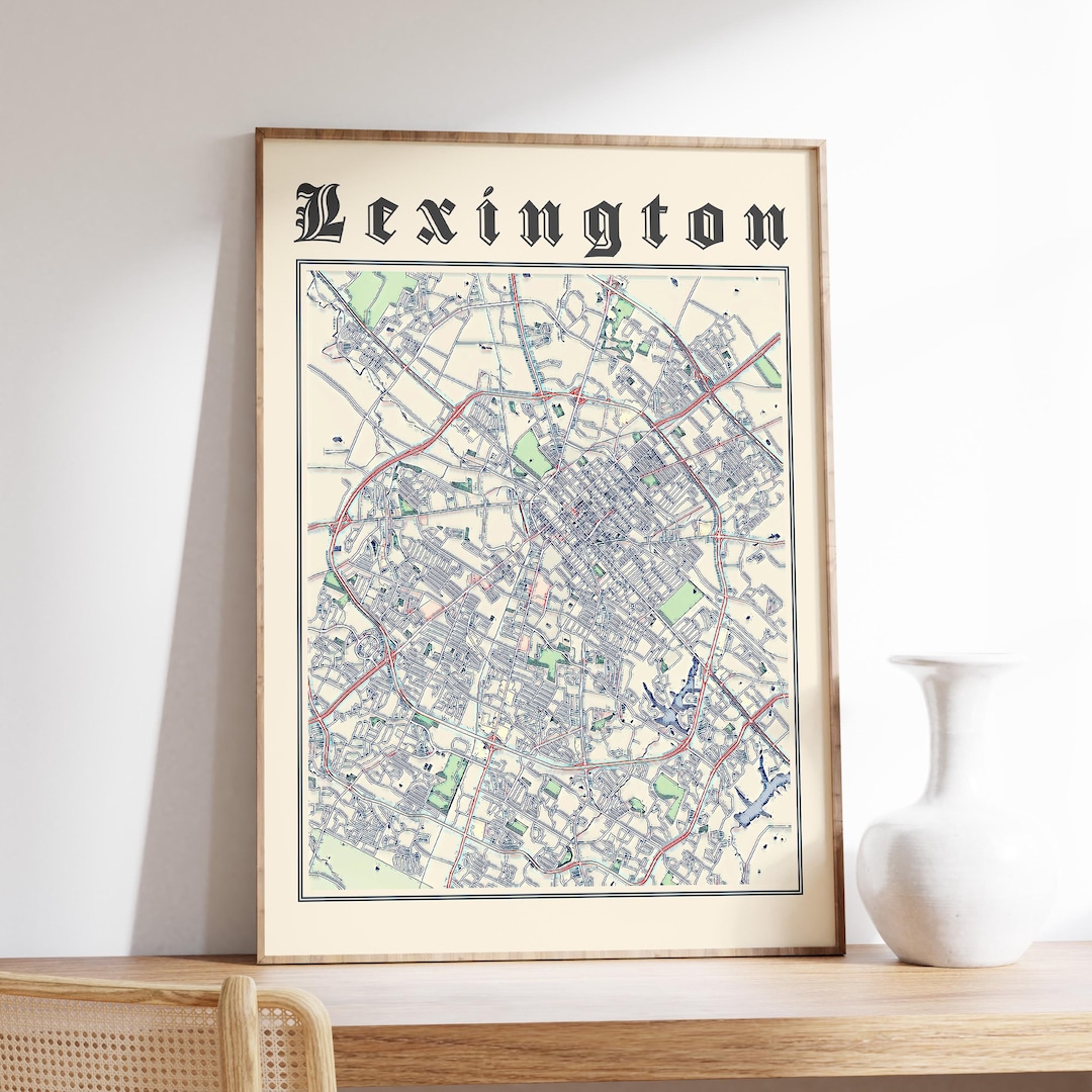 Classic Lexington Map Poster of Lexington Kentucky Print of Lexington ...