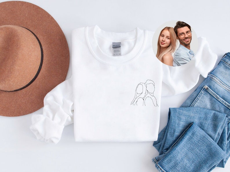 Custom Outline Portrait From Photo Sweatshirt Personalized - Etsy