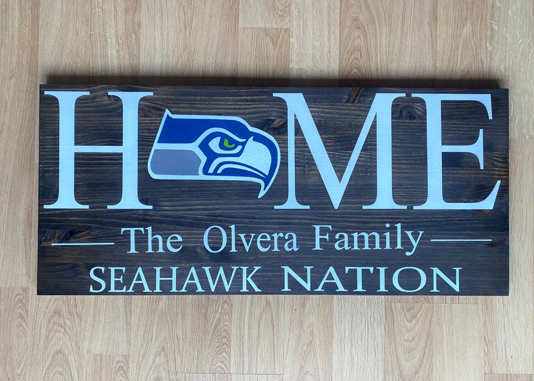 Large Football Fan Cowboys Seahawks Raider Home Hanging Wood Welcome ...