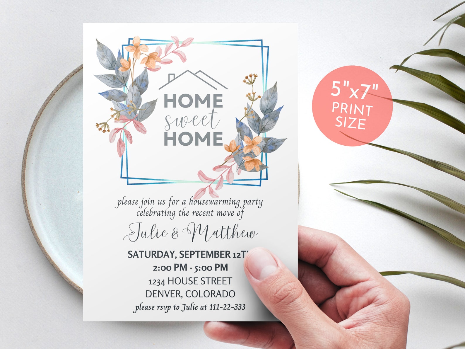 Editable Housewarming Party Invitation, Floral Housewarming Invite ...