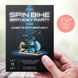 Spin Bike Birthday Party Invitation: Editable Digital Template - Etsy