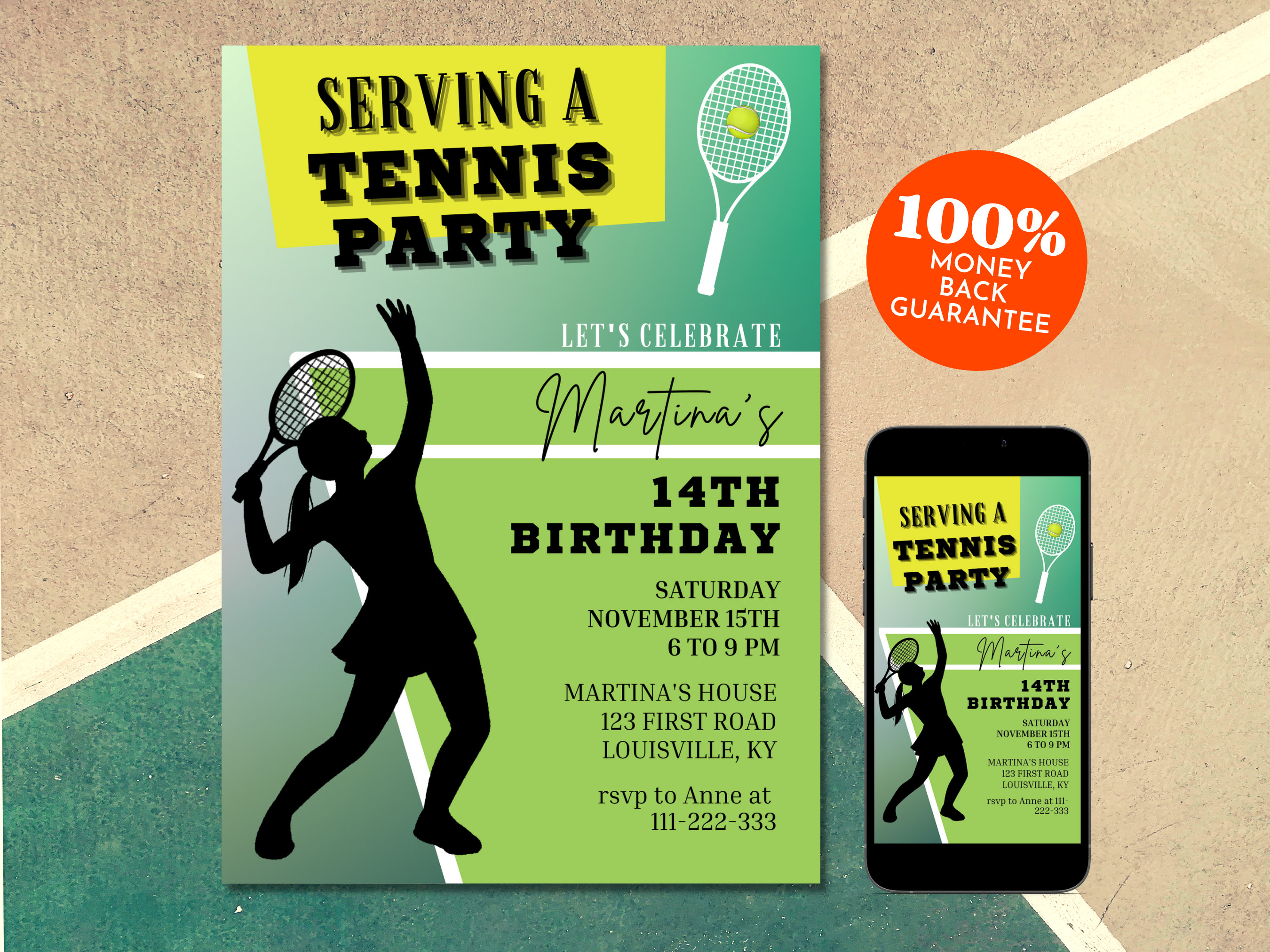 Tennis Birthday Invitation Tennis Player Birthday Party - Etsy