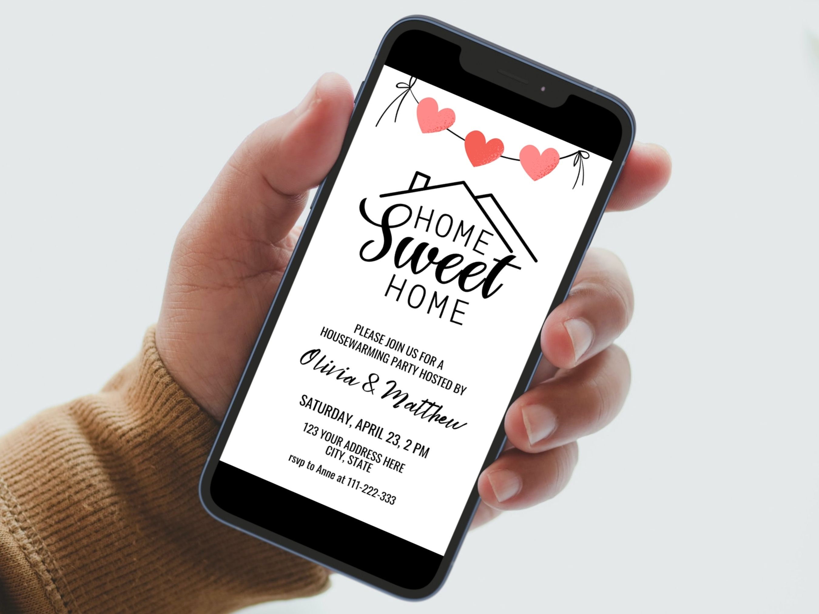 Modern Housewarming Invitation With Hearts Housewarming Party - Etsy