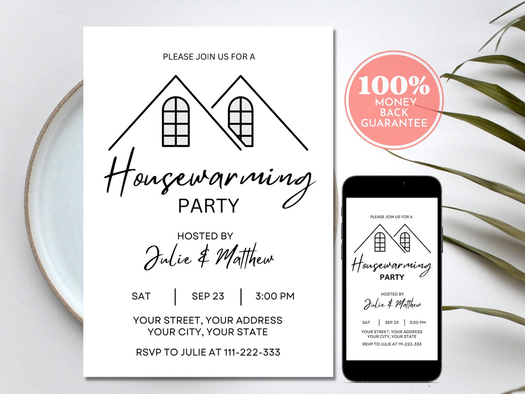 Editable Housewarming Invitation, Modern Minimalist Digital ...